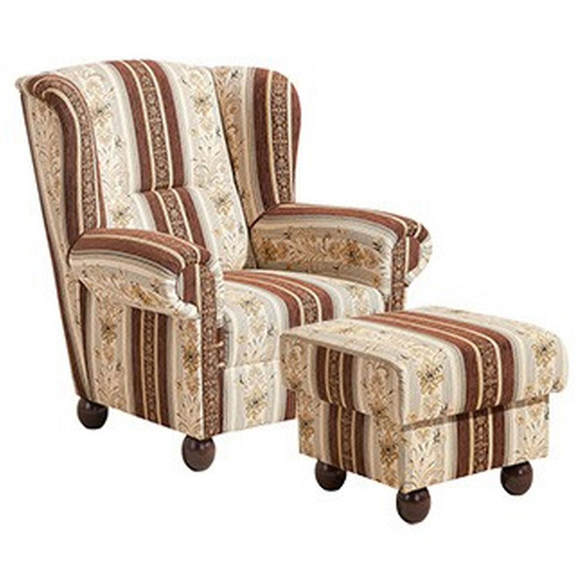 Max Winzer Ohrensessel-Set Merle mit Hocker braun | braun | K000062264