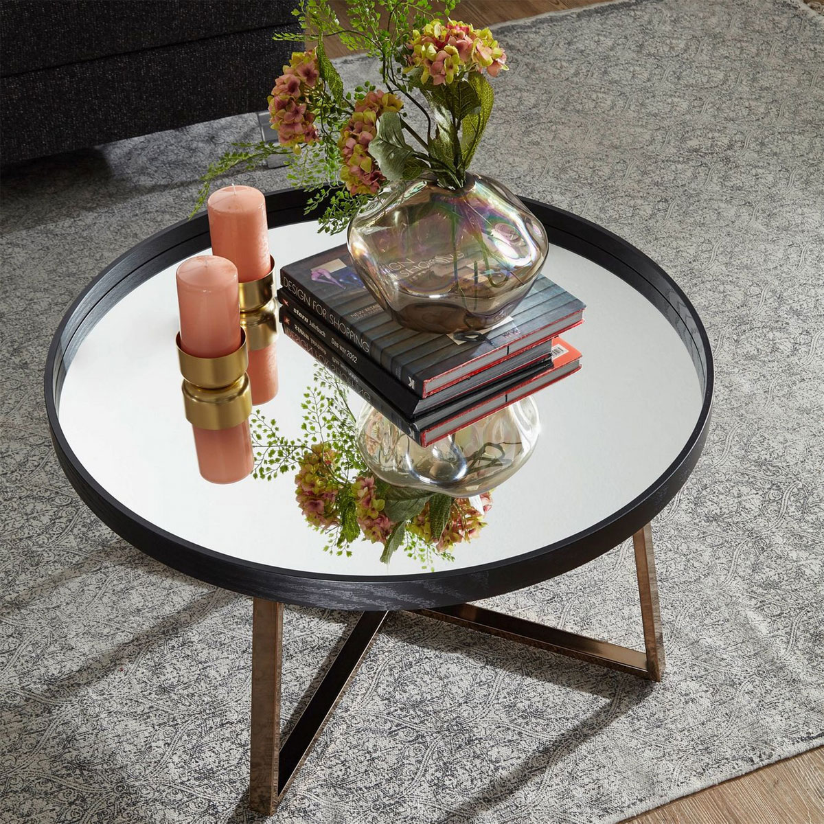 Wohnling Design Couchtisch Rund 78 cm Dunkel-Gold | K000067984